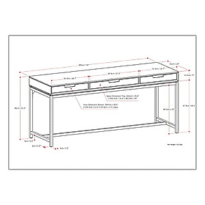 SIMPLIHOME Banting SOLID WOOD and Metal 72 inch Wide Home Office Desk, Writing Table, Workstation, Study Table Furniture in Walnut Brown with 2 Drawers