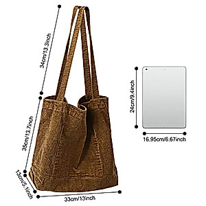VIIVY VIYIV Women's Canvas Tote Bag Corduroy Large Capacity Shoulder Bag Satchel Hobo Shopping Bags College School Books Bag