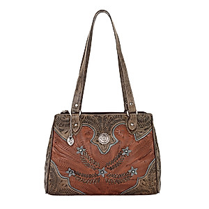 American West Leather Women's Desert Wildflower Tote Brown One Size