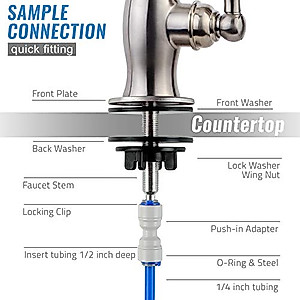 iSpring GK1-BN Heavy Duty Reverse Osmosis Faucet, High Spout Kitchen Bar Sink Drinking Water Faucet, Contemporary Style RO Faucet, Brushed Nickel