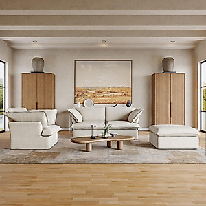 MGH Modular Sectional Sofa with Thick Cushion, 2-Seat Modern Comfy Cloud Couch,Minimalist LoveSeat Deep Seat Couches for Living Room and Apartment(Beige,2Seater)