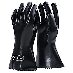 Creole Feast TG1305 Heat-Resistant BBQ Oven Gloves, Waterproof and Heavy-Duty Insulated Mitts, Perfect for Grilling, Fryer, Cooking and Baking, Black