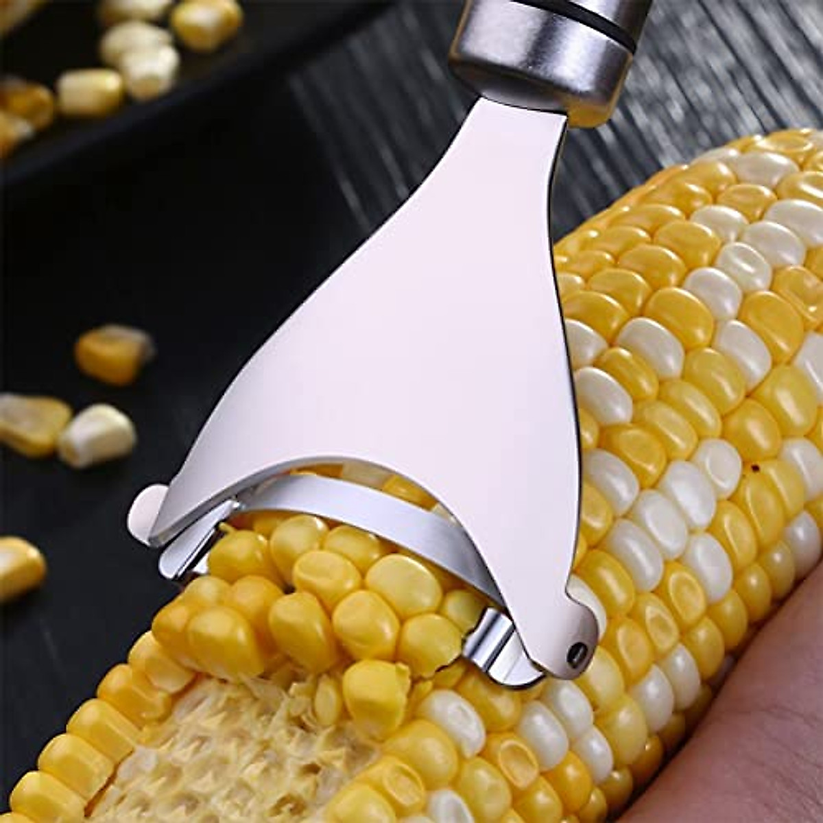 Corn Peeler, Magic Corn stripper for corn on the cob remover tool,Stainless steel multifunctional Kitchen Grips Corn planer Cob Cutter kernels, with Hand Protect