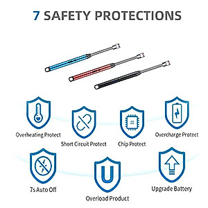 3 Pack Candle Lighter,Arc Lighter with USB Charging,Flameless Windproof,LED Battery Display,Safety Switch,Rotate 360 Degrees,for Aromatherapy,Candles,BBQ,Camping.(Blue&Red&Black)