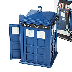 CEDAR ALPHA Wooden Tardis Cookie Jar, Desk Shed, Wood Desk Shed Pen Pencil Holder, Container