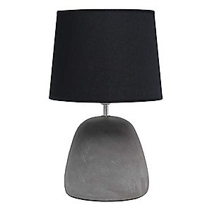 Simple Designs LT2058-BLK Round Concrete Table Lamp, Black 10.25"L x 10.25"W x 16.5"H