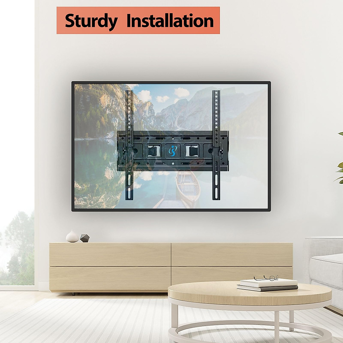 SJBRWN Full Motion TV Wall Mount for 26-65 Inch Flat Curved Screen TVs,Tilt and Swivel TV Mount with Articulating 6 Arms Extension Rotation, Max VESA 400X400mm Ups to 99 lbs Wall Mount TV Bracket