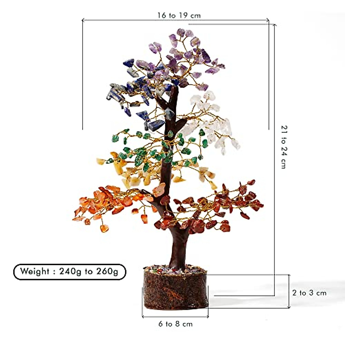 Handcrafted Healing Crystal Bonsai Tree - Feng Shui Chakra Tree with 300 Wooden Beads for Positive Energy and Balance - Perfect Home/Desk Decor and Reiki Good Luck Crystal Gifts by Karma Pledge