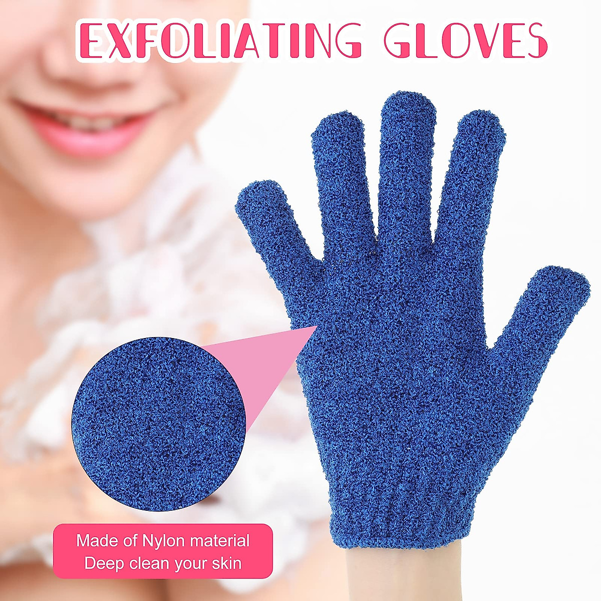 Tegeme 100 Pcs Exfoliating Gloves Double Sided Exfoliating Bath Gloves Nylon Colorful Shower Gloves for Men Women Beauty Spa Massage Shower Deep Clean Body Skin Scrubber Bathing Accessories,13 Colors