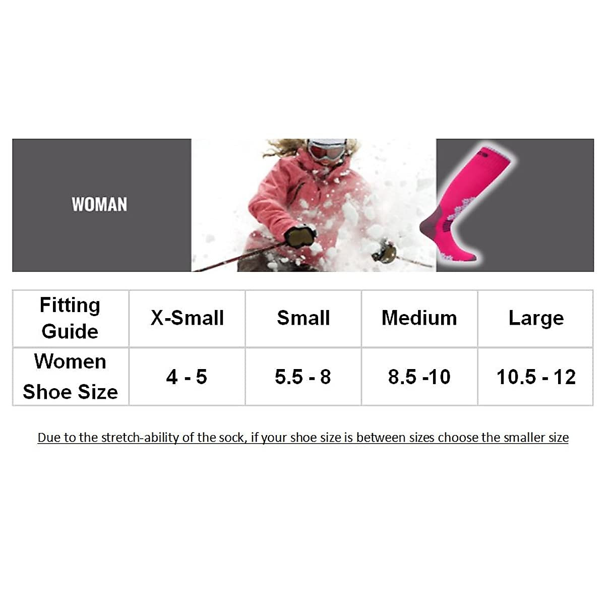 Eurosock Women's Standard Snowride Snow Board Socks, Deep Black, MD Shoe 8-10