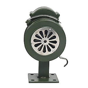 YaeGarden Base Mount Air Siren Alarm Air Raid Sirens Manual Crank Siren 110±2dB Base/Table Mount Hand Crank Manual Operated Metal Alarm/Siren (Air Raid)