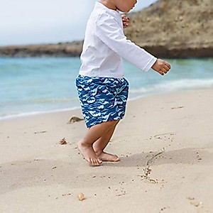 green sprouts Boys' Trunks with Built-in Reusable Swim Diaper, Navy Tidal Waves, 3T