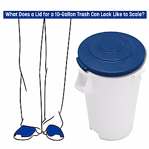 SPARTA Bronco Trash Can Lid, Round Waste Container Cover, Polyethylene, 10 Gallons, Blue, (Pack of 6)