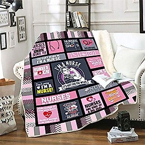 Ultra Soft Nurse Theme Blanket Microfiber Plush Sherpa Blanket Gifts for Women Nurses Warm Cozy Fuzzy Throw Blanket for Bed and Couch (Style5, 130cm x 150cm(51'' x 59''))