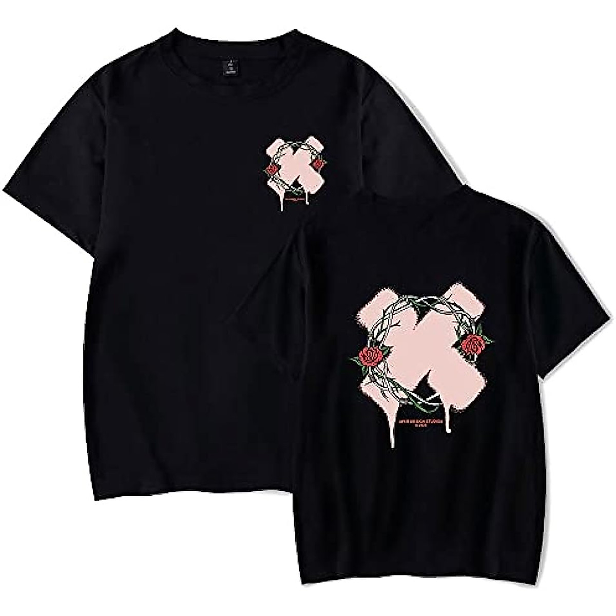 Sam and Colby XPLR Thorn Merch Couples dressT-Shirt Fashion Hip Hop Fans Harajuku Two-Sided Print Men/Women Tee Shirt (Black,L)