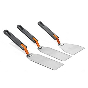 Blackstone 5275 Foldable 3 Piece Set Two Griddle Spatula Flipper and One Scraper-Flex Fold Model Stainless Steel-Easy to Carry and Clean, Perfect Grill Cooking Accessories, Black