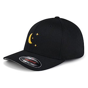 JPAK Moon Embroidered Flexfit Cap Space Sky Night Black