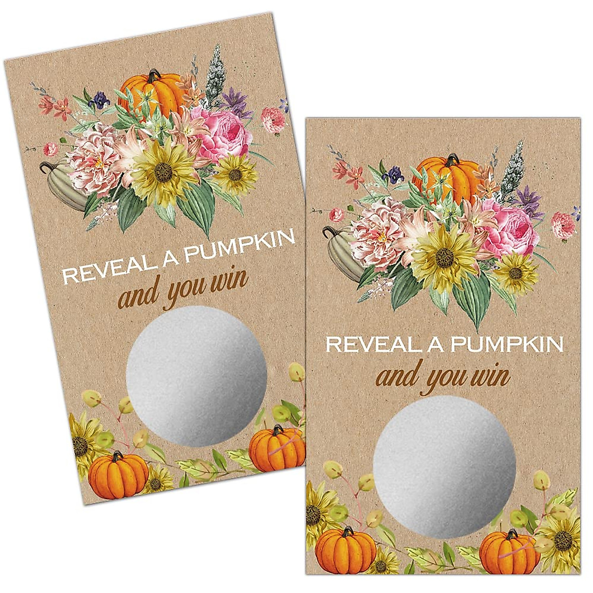 Haizct 50 Pack Rustic Pumpkin Fall Bridal Shower Scratch Off Game Cards for Country Wedding, Bridal Shower, Bridal Lottery Tickets, Wedding Shower Ideas, Baby Showe
