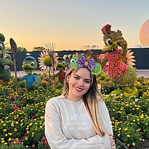 Bolonar Sequin Mouse Ears Headband for Girls Women Princess Mouse Ears Headband