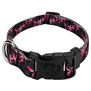Country Brook Petz - Deluxe Dog Collar - for Durability, Comfort & Style - Vibrant Floral Collection with Charming Design - Pink Honeysuckle Breeze, Large