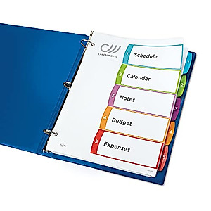 Avery 5 Tab Dividers for 3 Ring Binders, Customizable Table of Contents, Multicolor Tabs, 5 Packs, 5 Sets Total (11840)