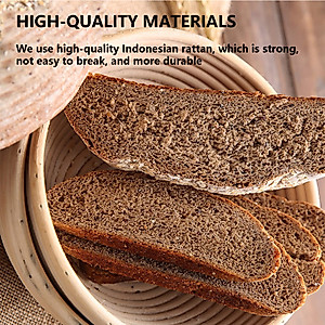 JKARY Wood Pulp Bamboo Bread Proofing Basket Set of 2 9 Inch Round Bread Fermentation Basket Bulk Baking Supplies Sourdough Bowl Baguette Tray for Bread Dough Sourdough Couche Pizza Dough with Cover