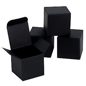 NIGNYA Black Gift Boxes 2x2x2 inches, 100 Pack Small Kraft Cardboard Gifts Boxes Paper Cube Favor Box Easy Assemble Paper Gift Box with lids for Presents Birthday Christmas Wedding Party