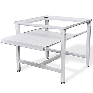 Kavolet Washing Machine Pedestal with Pull-Out Shelf, Washer and Dryer Stand, Mini Fridge Stand, White