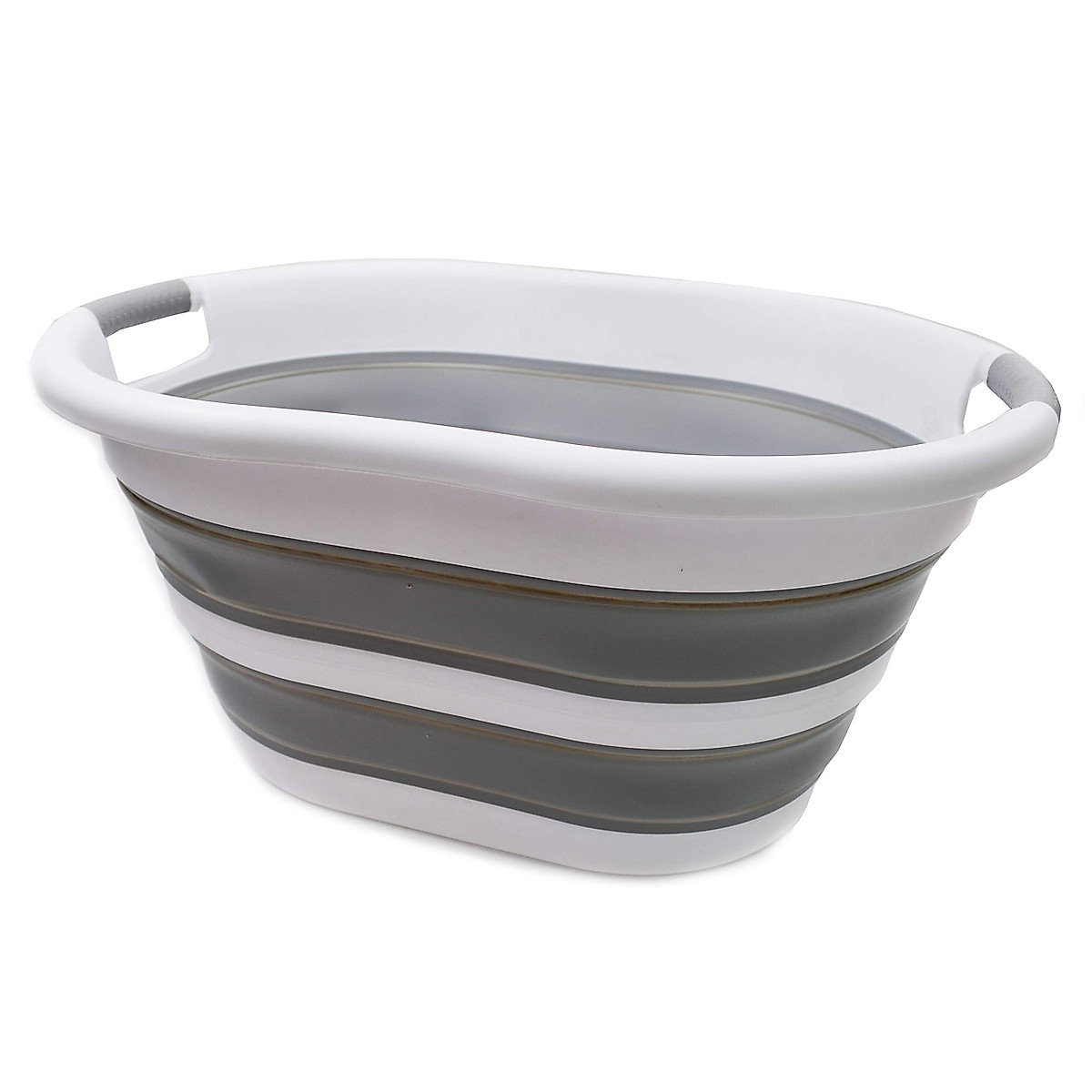 SAMMART 36L (9.5 gallon) Collapsible Plastic Laundry Basket - Oval Tub/Basket - Foldable Storage Container/Organizer - Portable Washing Tub - Space Saving Laundry Hamper