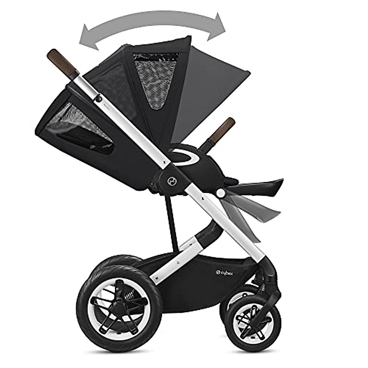 Cybex Talos S Lux Stroller, AllTerrain Wheels, FrontFacing or ParentFacing Seat Positions, OneHand Fold, Multiposition Recline, Deep Black
