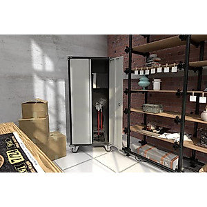 SUXXAN Garage Metal Storage Cabinet with Wheel for Home Garage/Adjustable Shelves, Lockable, Stiffener and Bumpers Design, Six Cabinets