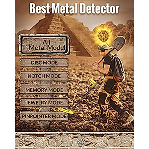 Metal Detector for Adults - Professional Metal Detector Gold and Silver with LCD Display, High Accuracy Waterproof Pinpoint 5 Modes, 10" Coil Lightweight Metales Detectors Stem Adjustable to 60.2"