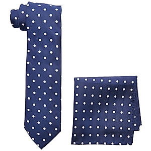 Stacy Adams Men's Satin Dot Tie Set, Navy, One Size