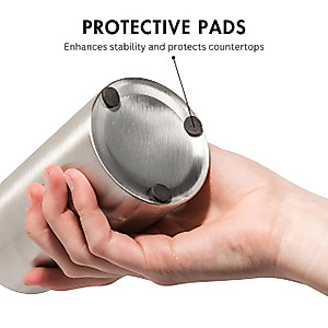 Yew Design Silver Soap Dispenser Stainless Steel for Bathroom and Kitchen Sink, 15oz Refillable Round Rustproof Hand Dish Soap Dispenser Pump for Detergent, Lotion, and Countertop