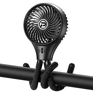 Auto Oscillating Stroller Fan, Battery Operated Fan, Portable Fan with Flexible Tripod, Ultra Quiet USB Desk Fan for Stroller/Car Seat/Treadmill/Camping/Hurricane/Outage, Black