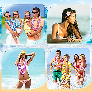 Waipfaru Hawaiian Leis for Luau Party, 54Pcs Hawaiian Flower Leis include 18 Flower Hair Clips, Hawaiian Leis for Luau Party Decorations, Hawaiian Themed Party Decorations, Birthday, Wedding, Beach…