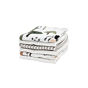 Red Rovr 6 Pack Cotton Muslin Burp Cloths | 100% Cotton | Multi-Layer | Ultra Absorbent | Super Soft | Ergonomic Design | Burping Newborn Baby | Reversible | Large 21”x14” | Family Farm