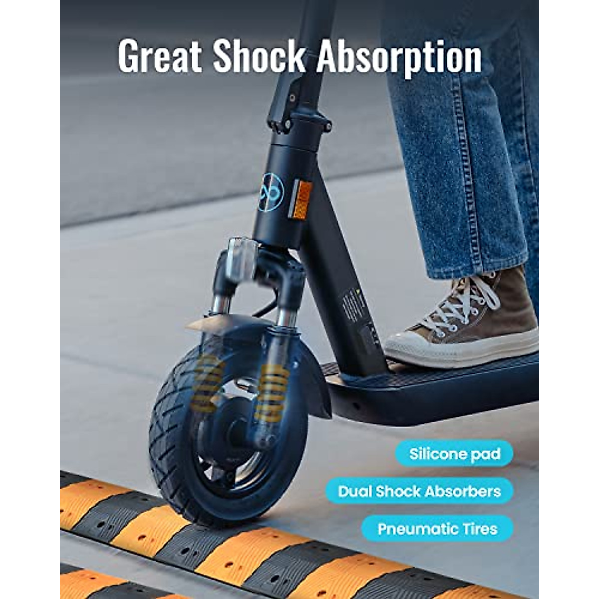 Gyroor Electric Scooter Adults with Dual Shock Absorbers Up to 31 Miles 18.6Mph,Turn Signal 500W Motor NFC Safety Lock,IP67 Core Components Waterproof Foldable Scooter Electric for Adults