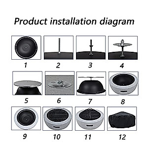 LEAYAN Garden Fire Pit Grill Bowl Grill Barbecue Rack Fire Pit Outdoor Wood Burning fire Pit, Villa Courtyard Imitation Marble Garden fire Pit, Picnic Barbecue Grill