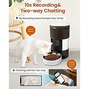 PUET Automatic Cat Feeder with Camera, Timer Voice 1080P HD Video Recording, Height Adjustable 3L WiFi Pet Feeder with 2-Way Audio, Programmable Dog Food Dispenser 1-8 Meal Per Day