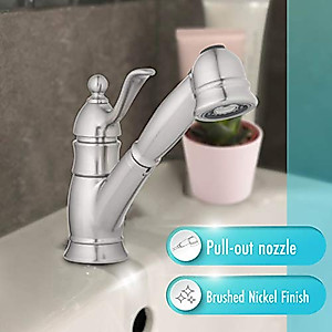 Aqua Vista 23-K81CO-BN-AV Singe Lever Kitchen Sink Faucet, Pull-Out Brushed Nickel