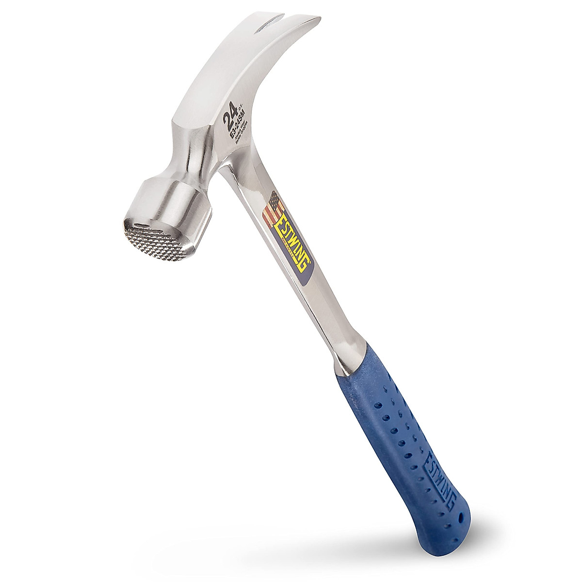 ESTWING Framing Hammer - 24 oz Long Handle Straight Rip Claw with Milled Face & Shock Reduction Grip - E3-24SM