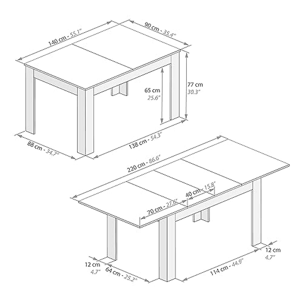 Mobili Fiver, Easy, Extendable Dining Table, Oak, Made in Italy
