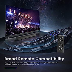 Bestisan Soundbar 28-Inch 80W with HDMI-ARC, Bluetooth 5.0, Optical Coaxial USB AUX Connection, 4 Speakers, 3 EQs, 110dB Surround Sound Bar Home Theater Audio Soundbar System for TV