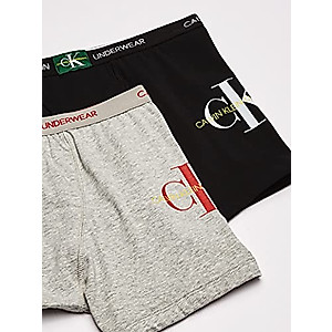 Calvin Klein Little Boy's Kids Modern Cotton Assorted Boxer Briefs Underwear, Multipack, 2 Pack - Heather Grey, Black, 16-18