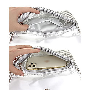 Buddy Supplies Evening Bag Women Envelope Rhinestone Handbag Wedding Party Clutch Purse, Glitter