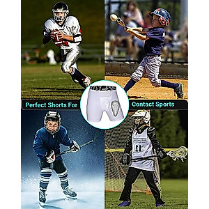 Ibex Athletic Youth Compression Shorts with Protective Cup - Youth Cup Underwear with Cup, Boys Compression Shorts - Y Small White