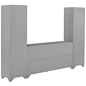 Crosley Furniture Tara 3-Piece Sideboard and Bookcase Set, Distressed Gray