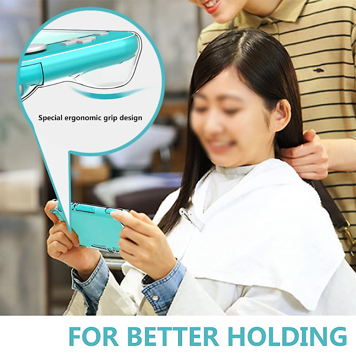GeeRic 8PCS Case Compatible with Switch Lite, Accessories Kit Replacement1 Soft Silicon Case + 2 Screen Protector + 4 Thumb Caps + 1 Storage Carrying Green