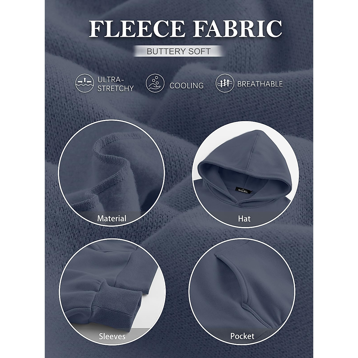 Trendy Queen Oversized Hoodies for Women Cute Sweatshirts Fleece Jackets Long Sleeve Sweaters Loose Casual Pullover Fall Fashion 2024 Winter Y2k Clothes Teen Girls Dusty Blue